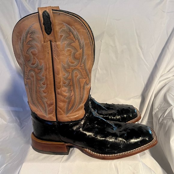 Tony Lama | Shoes | Tony Lama Cowboy Boot Black Full Quill Ostrich ...